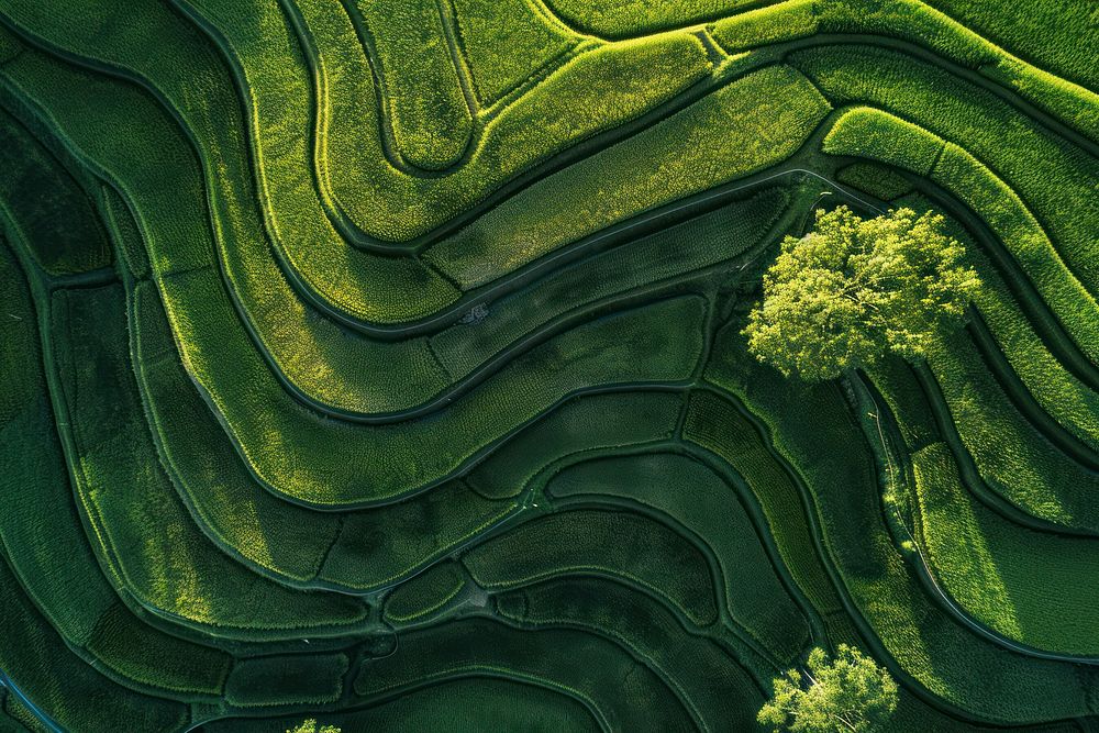 Aerial photo rice field sunlight | Free Photo - rawpixel