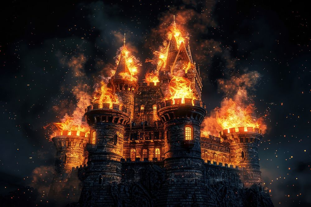 Castle fire flame architecture building | Free Photo - rawpixel