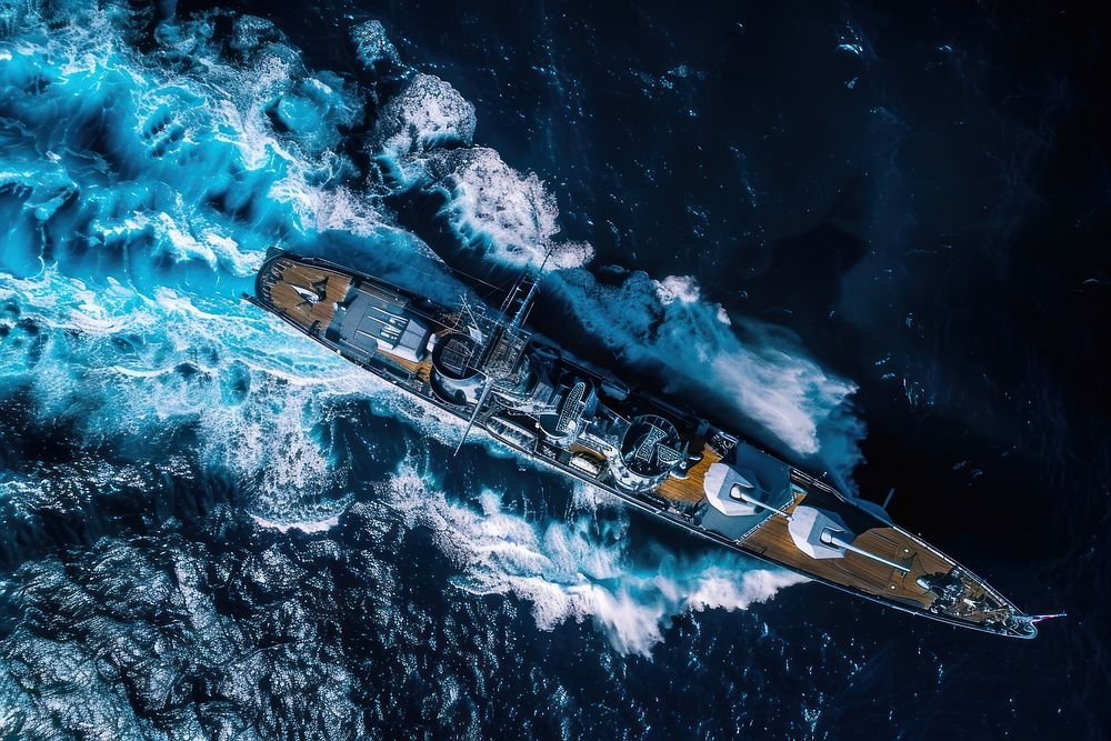 Aerial top view battleship sea | Free Photo - rawpixel