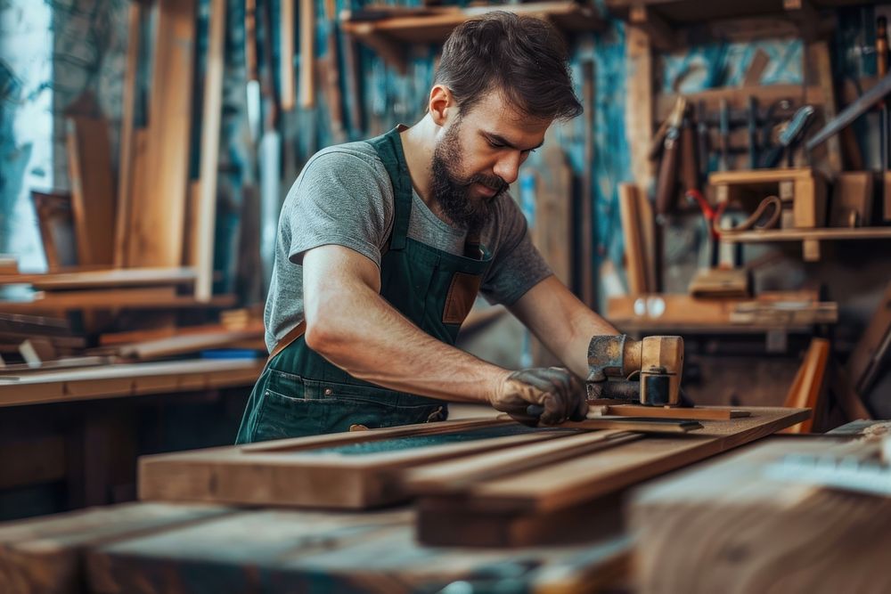 Skilled young craftsman working picture | Premium Photo - rawpixel