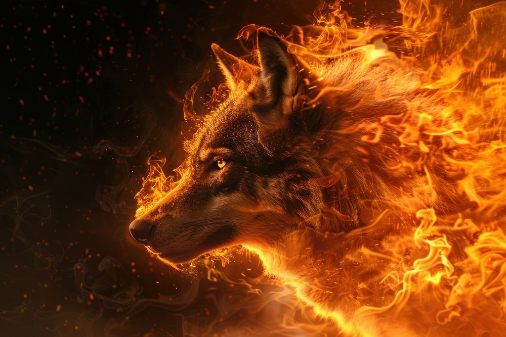 Wolf fire flame bonfire animal | Premium Photo - rawpixel