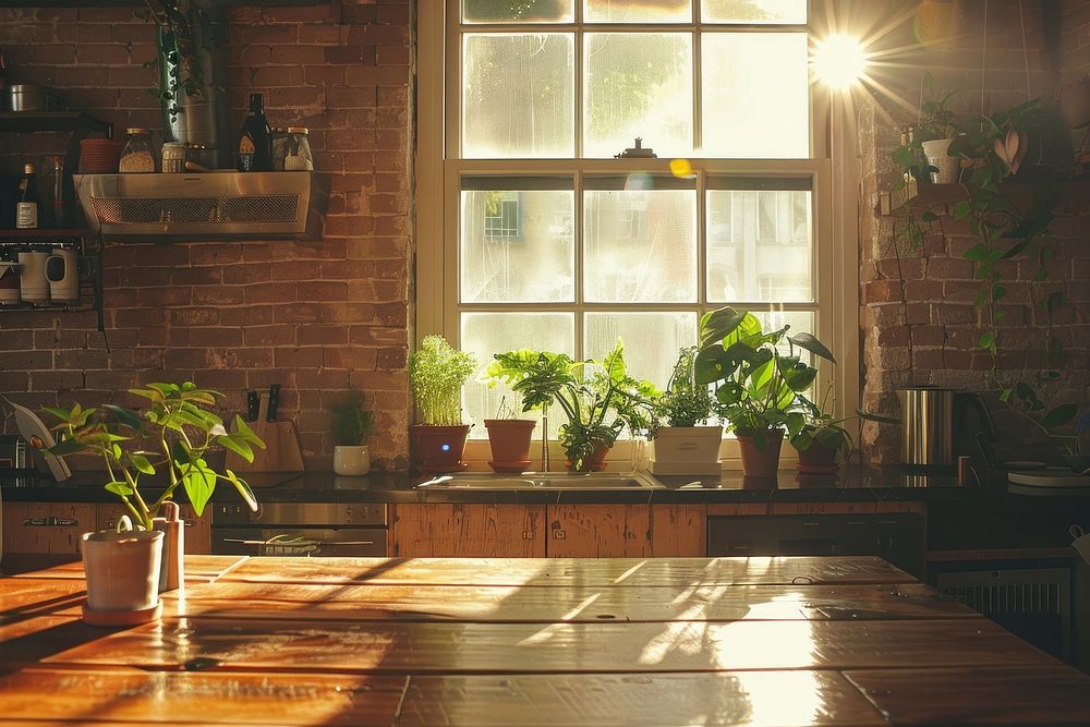 Modern kitchen interior design windowsill | Free Photo - rawpixel