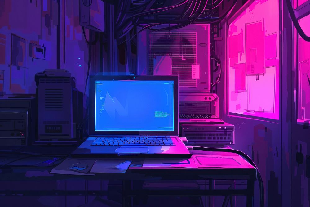 Computer laptop technology purple. | Free Photo Illustration - rawpixel