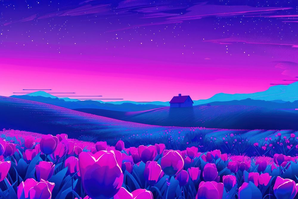 Dramatic spring scene tulip farm | Premium Photo Illustration - rawpixel