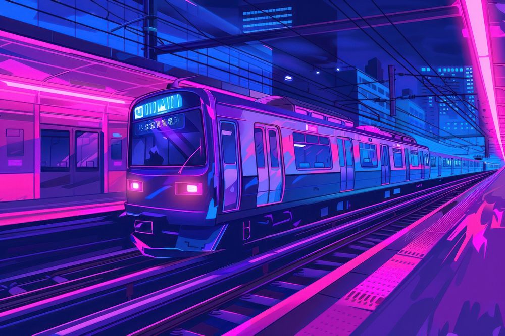 Metro train vehicle subway purple. | Free Photo Illustration - rawpixel