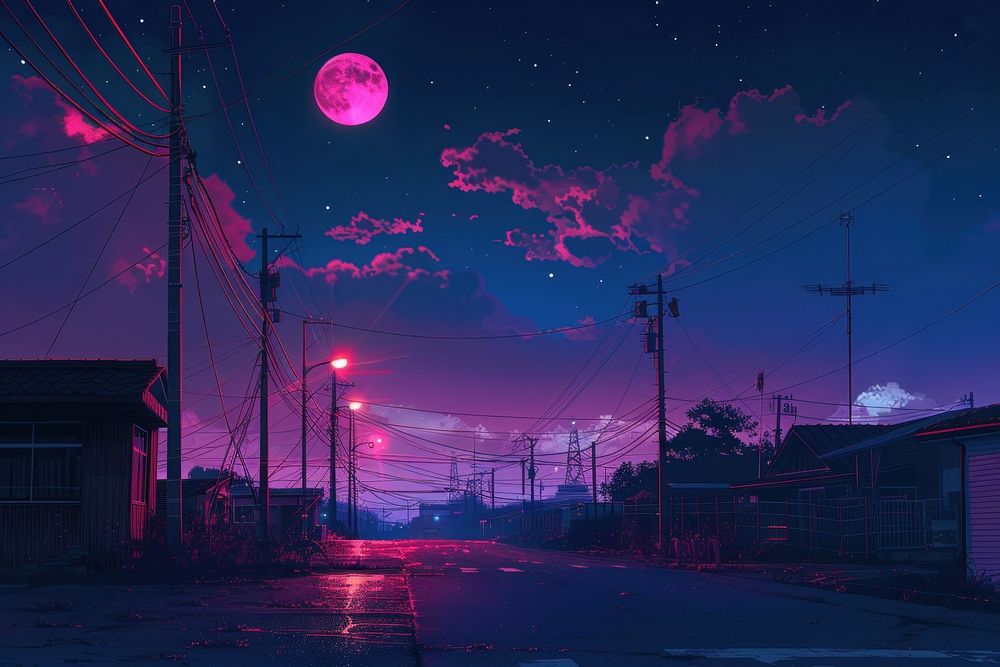 Night sky outdoors street moon. | Premium Photo Illustration - rawpixel