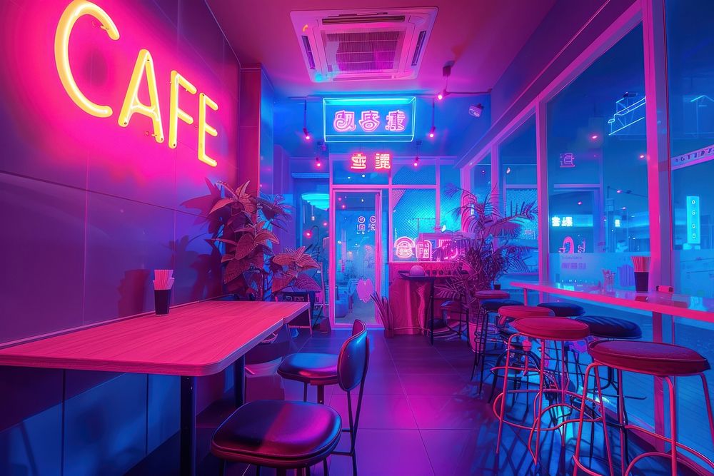 Cafe table chair light. | Free Photo Illustration - rawpixel