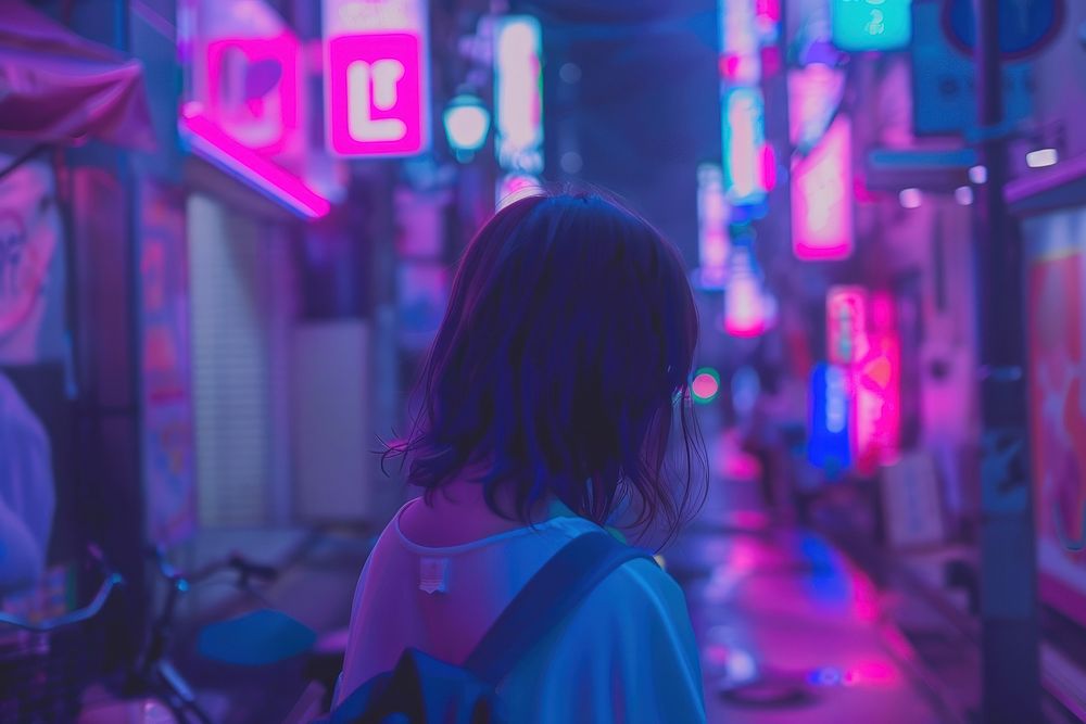 Student purple light city. | Free Photo Illustration - rawpixel