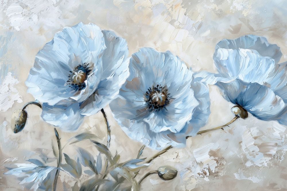Light blue poppy flowers painting | Premium Photo Illustration - rawpixel