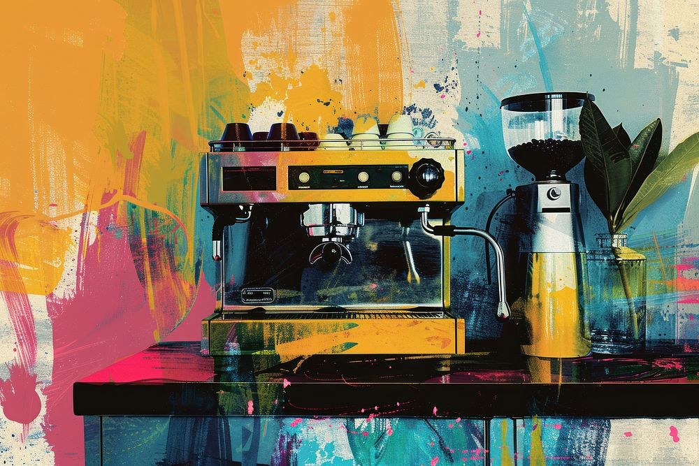 Coffee machine art painting coffeemaker | Free Photo Illustration ...
