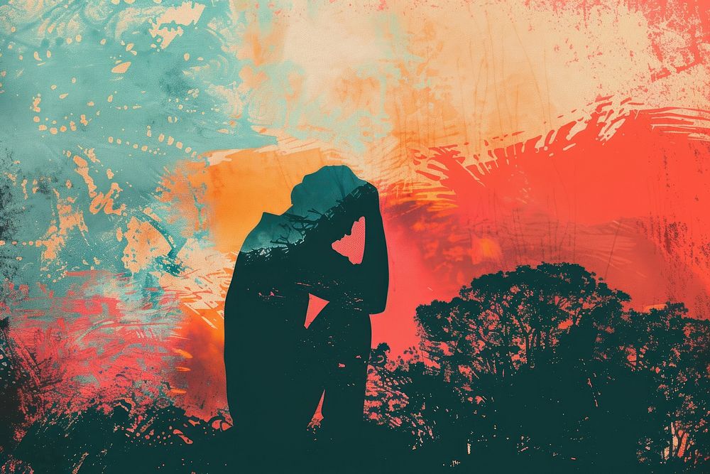 Silkscreen sad people art backlighting | Free Photo Illustration - rawpixel