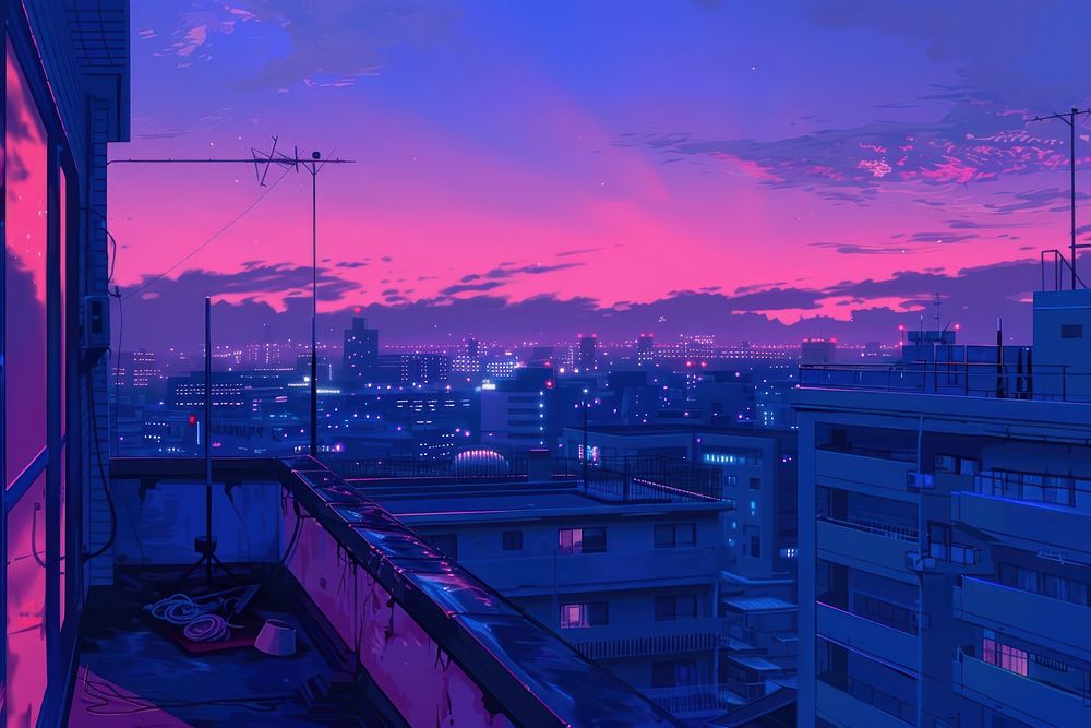 Rooftop cityscape architecture landscape. | Free Photo Illustration ...