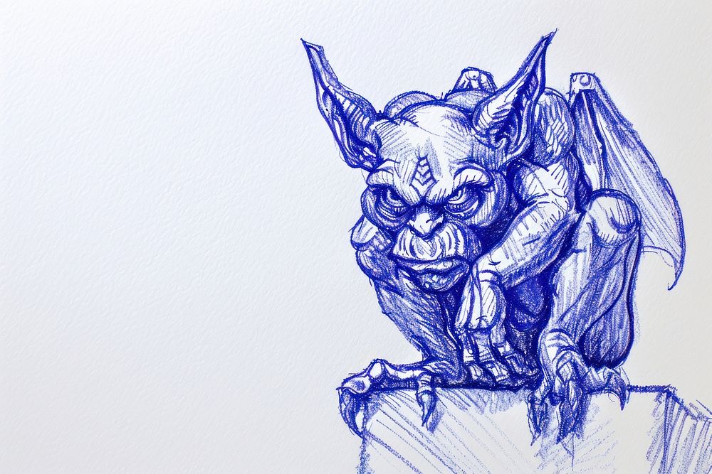 Vintage drawing gargoyle sculpture sketch | Free Photo Illustration ...
