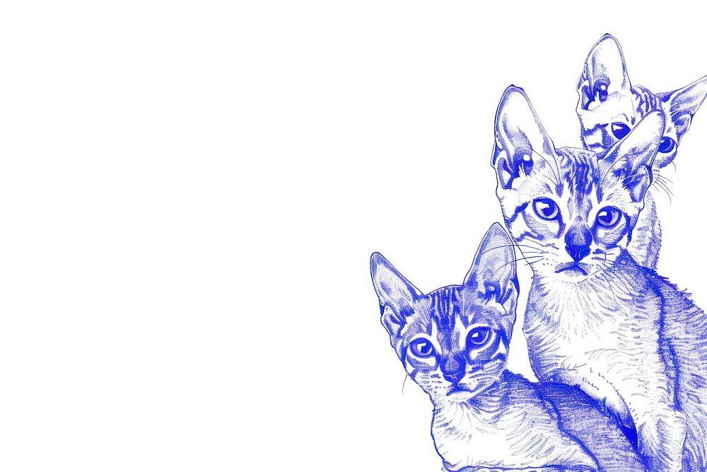 Vintage drawing abyssinian cats animal | Free Photo Illustration - rawpixel
