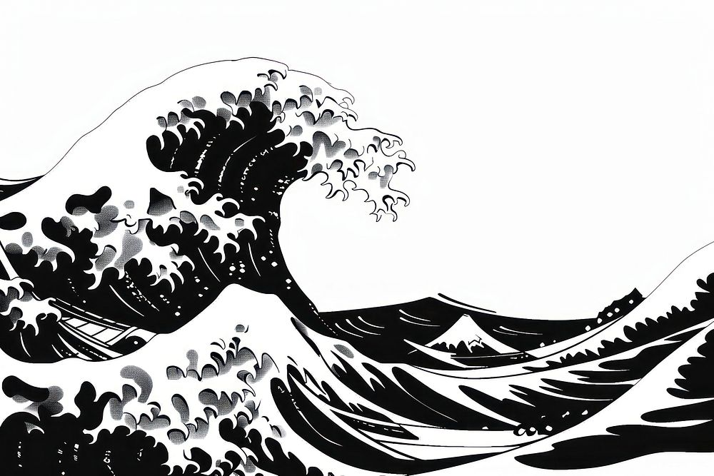 Ocean wave silhouette art illustrated | Free Photo Illustration - rawpixel