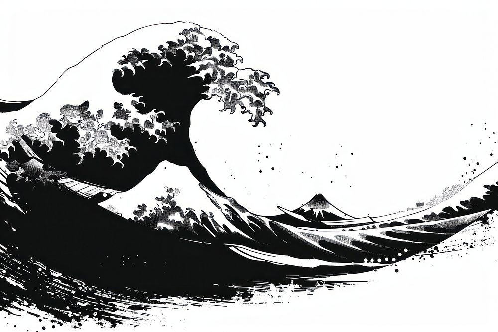 Ocean wave silhouette art illustrated | Free Photo Illustration - rawpixel