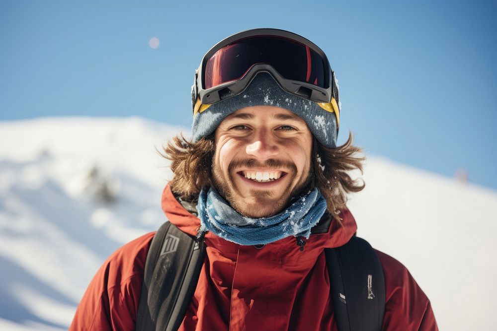 Snowboarder smiling mountain portrait outdoors. | Premium Photo - rawpixel