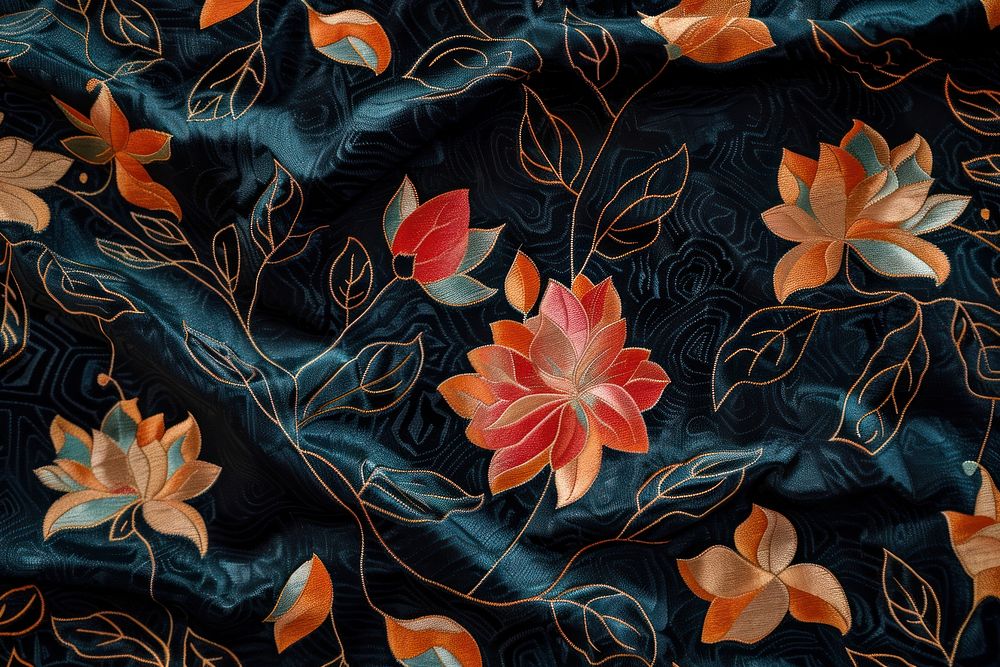 Batik lotus flower pattern velvet | Free Photo - rawpixel