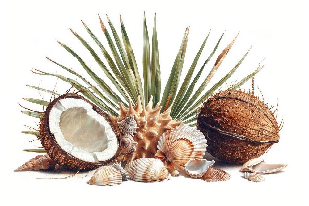 Coconut seashell coconut invertebrate | Free Photo Illustration - rawpixel