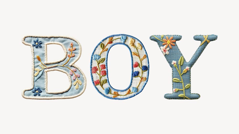 Boy word embroidery alphabet | Free Photo Illustration - rawpixel