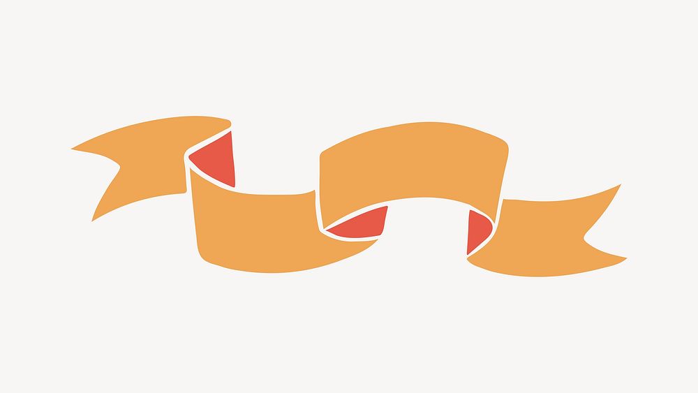Orange ribbon banner illustration vector | Free Vector - rawpixel