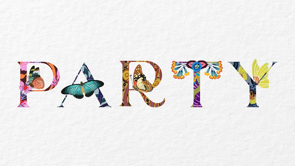 Party word Seguy Papillons illustration | Free Photo Illustration ...