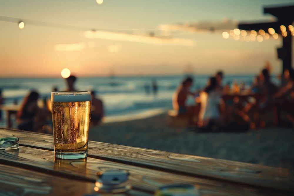 Beer table outdoors nature beach. | Free Photo - rawpixel