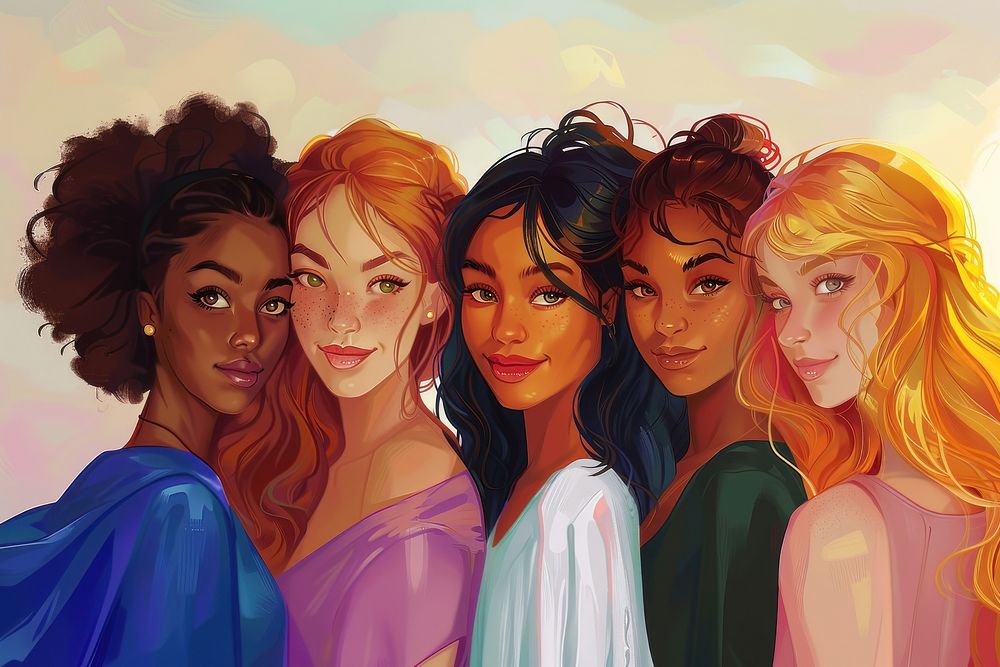 Illustration women illustrated drawing female. | Premium Photo ...