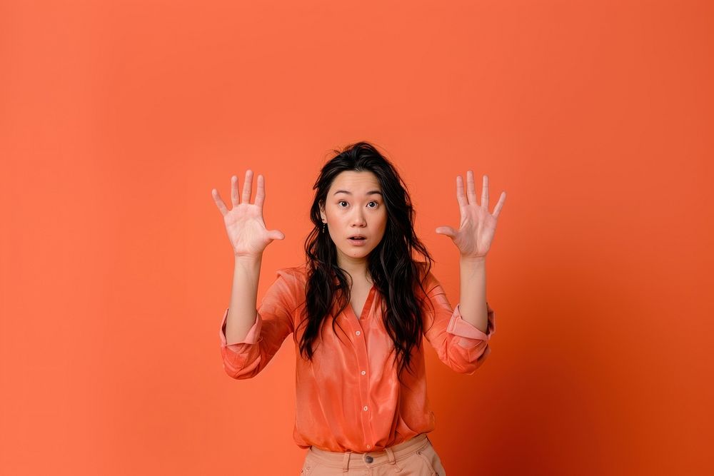 Asian woman apology hands triumphant | Free Photo - rawpixel