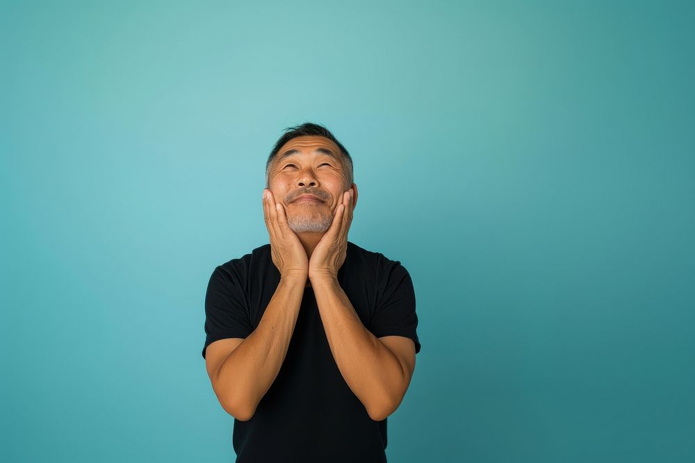 Asain man hands cupping face | Premium Photo - rawpixel