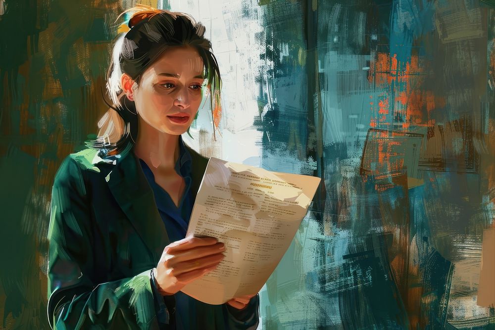 Young woman holding document portrait | Premium Photo Illustration ...