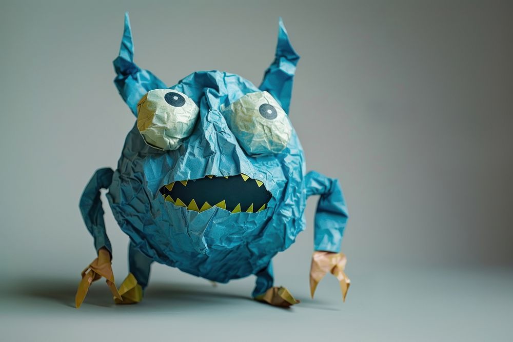 Monster style crumpled paper origami | Free Photo - rawpixel