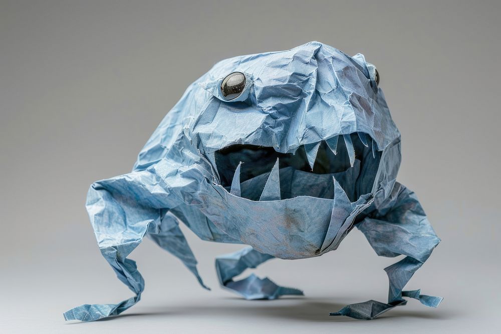 Monster style crumpled paper origami | Free Photo - rawpixel