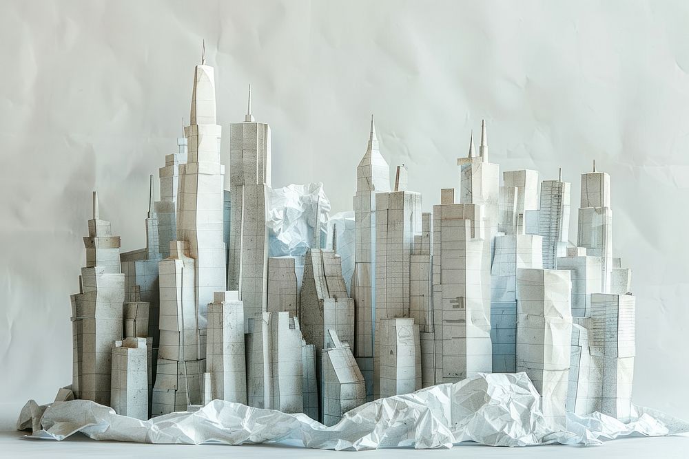 Buildings style crumpled paper urban | Free Photo - rawpixel
