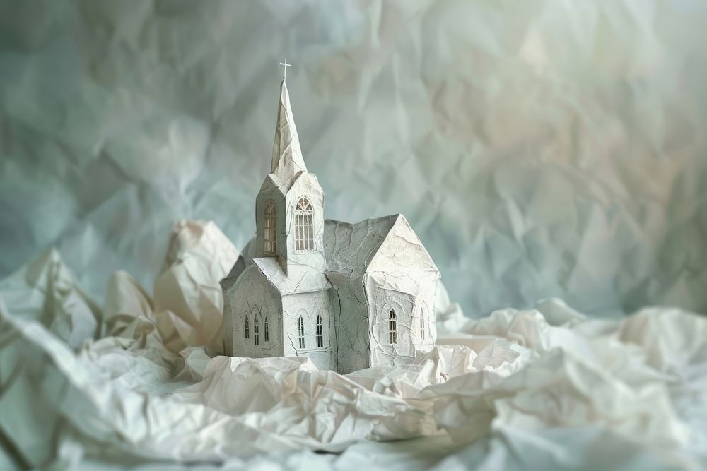 Church style crumpled paper architecture | Free Photo - rawpixel