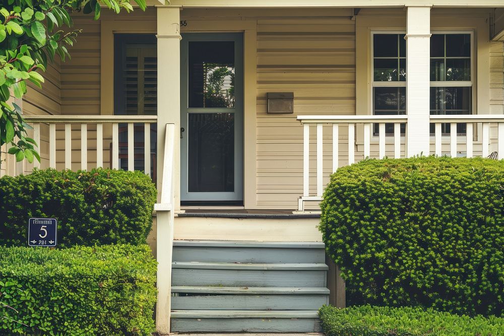 Beige siding house exterior porch | Free Photo - rawpixel