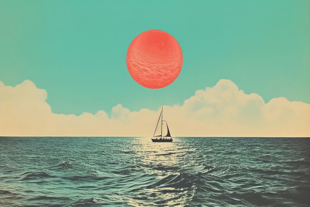 Retro collage sea sailboat outdoors | Premium Photo Illustration - rawpixel