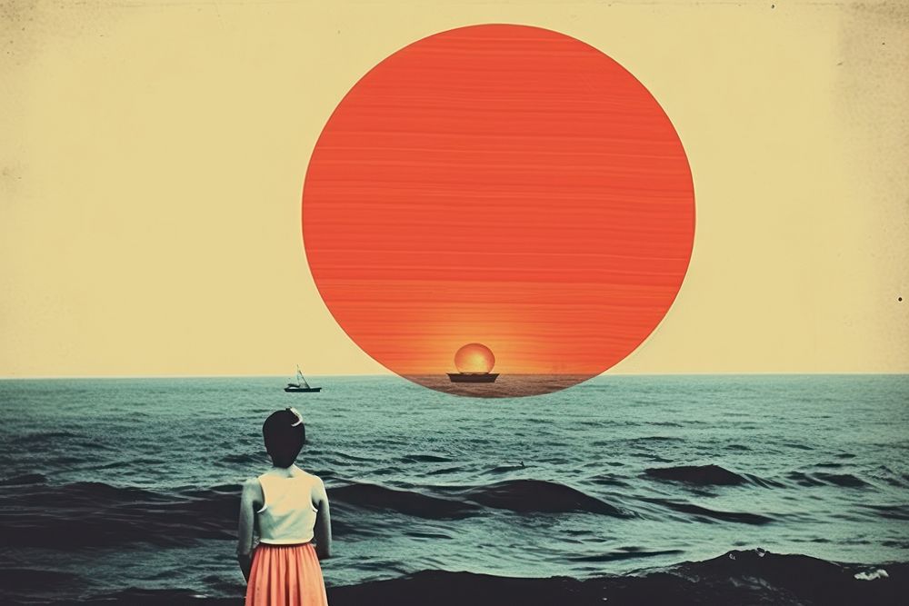 Retro collage sea outdoors horizon | Premium Photo Illustration - rawpixel