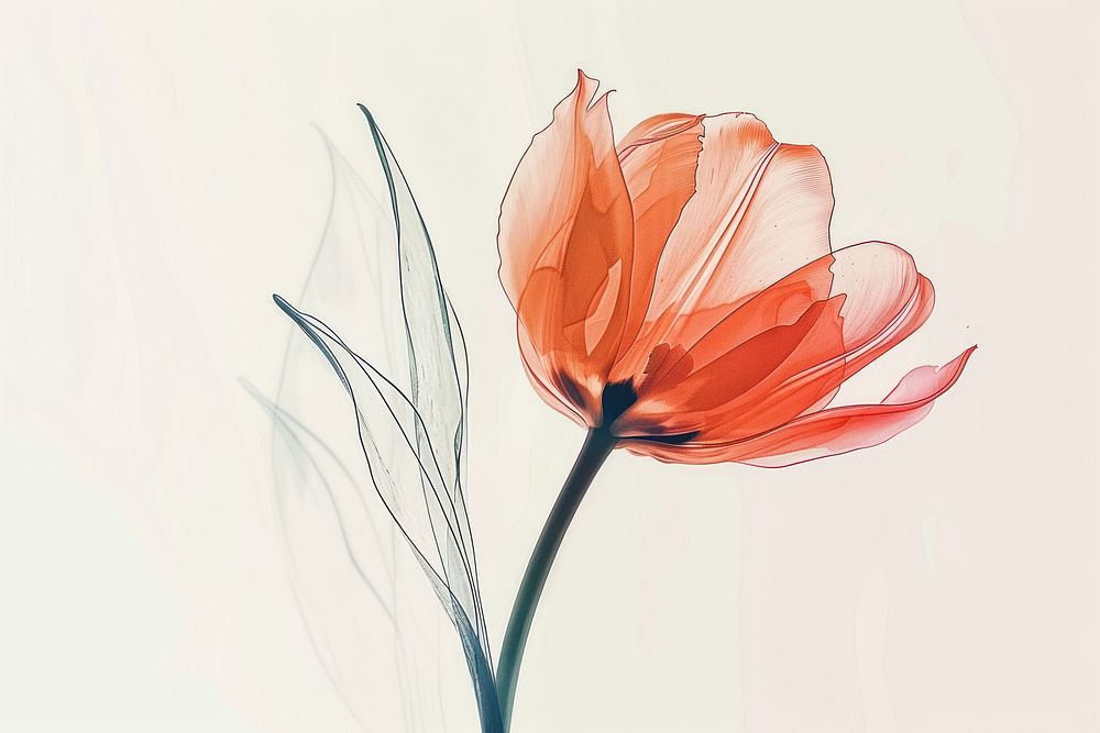 Red tulip art illustrated painting | Free Photo Illustration - rawpixel