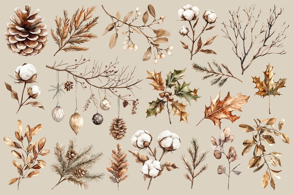Cozy winter botanical design element | Free Photo - rawpixel
