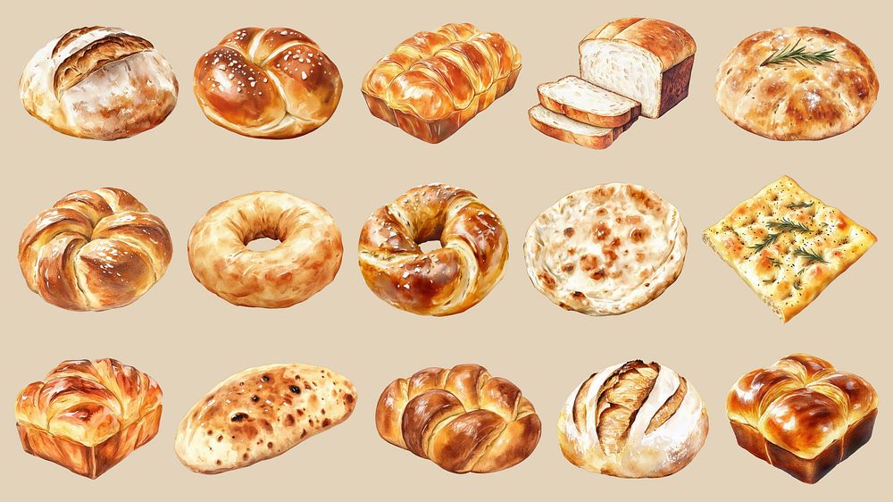Watercolor bread food design element | Free Photo - rawpixel