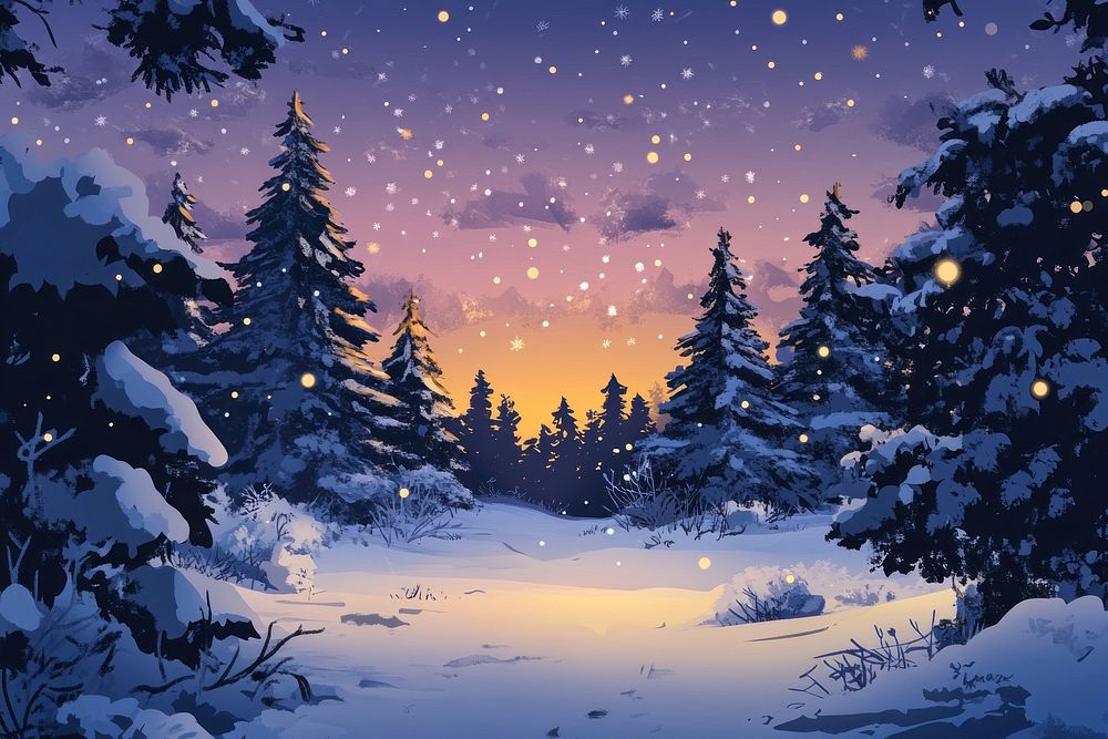 Beautiful winter night landscape nature | Premium Photo Illustration ...