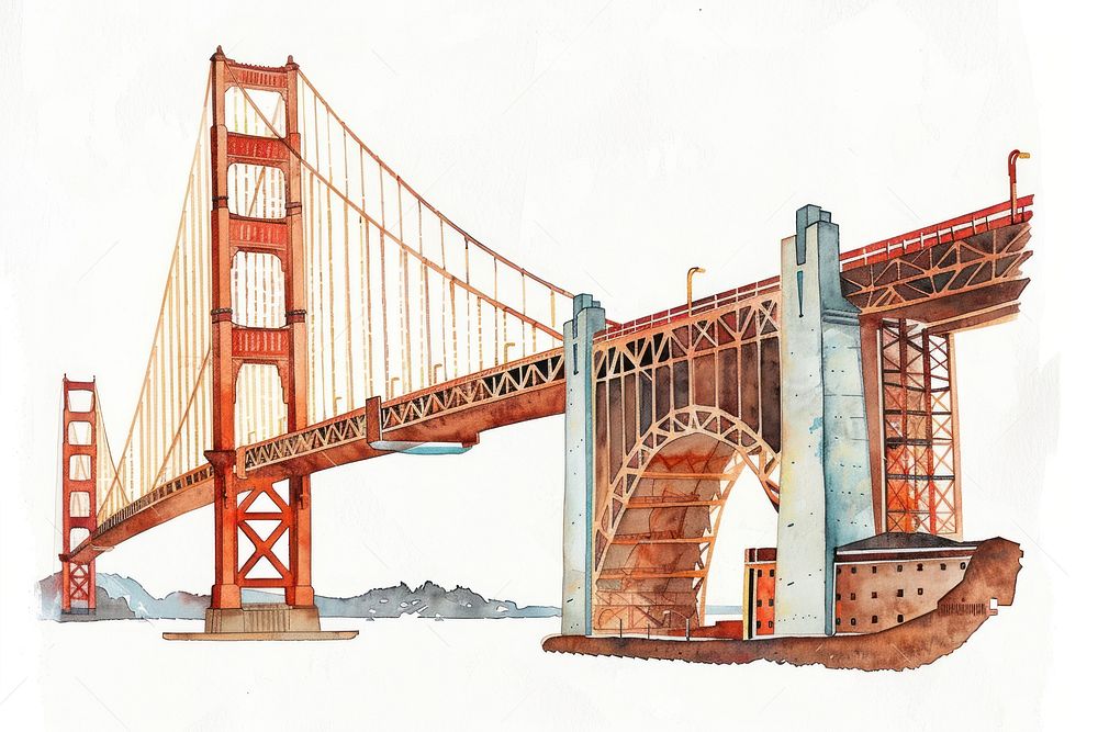 Golden Gate Bridge bridge illustration | Free Photo Illustration - rawpixel