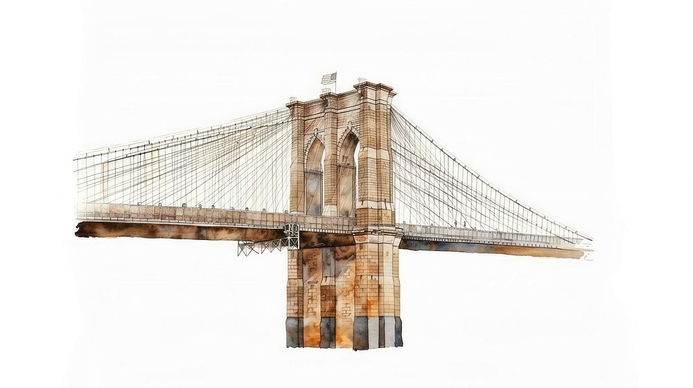 Brooklyn Bridge bridge illustration watercolor. | Free Photo ...