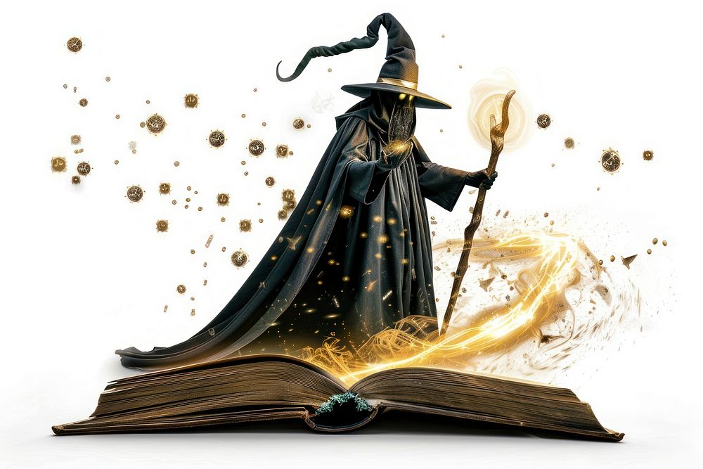 Wizard staff book casting wizard. | Free Photo - rawpixel