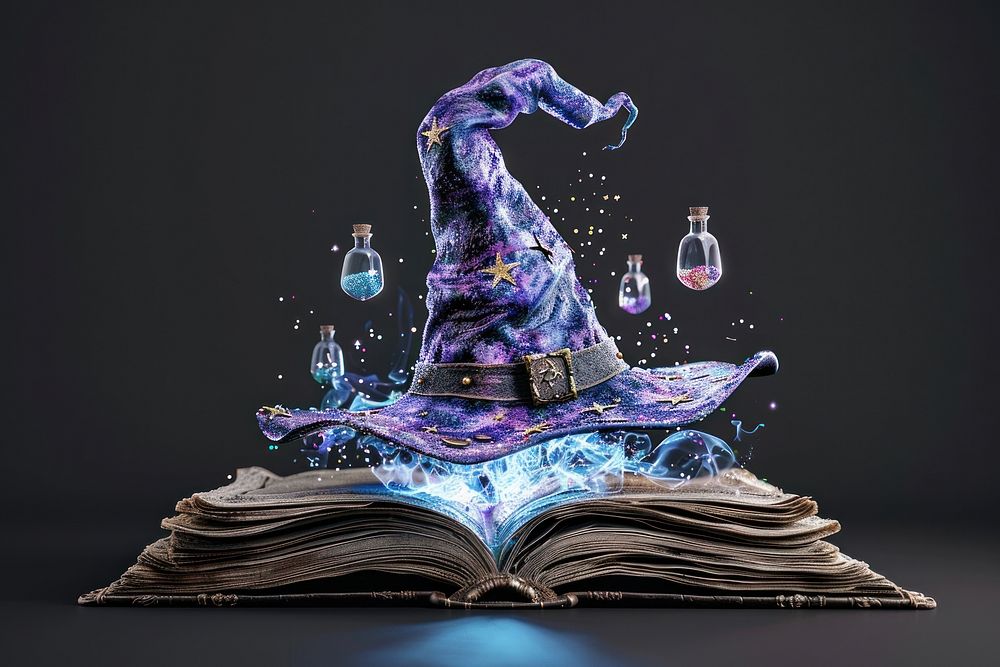 Book potion hat advertisement. | Free Photo - rawpixel