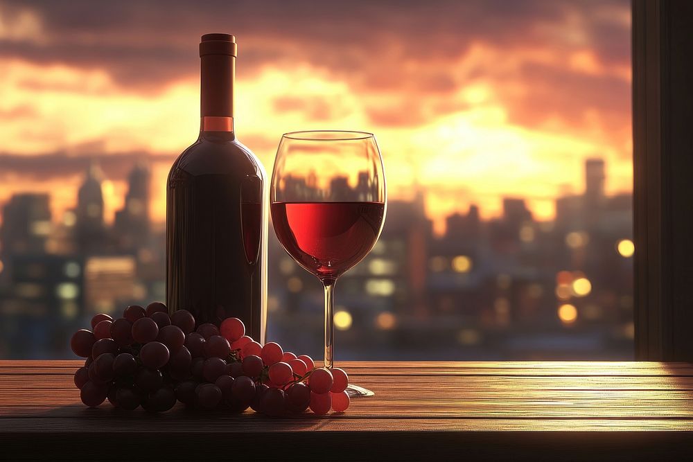 Wine sunset cityscape elegance | Free Photo - rawpixel