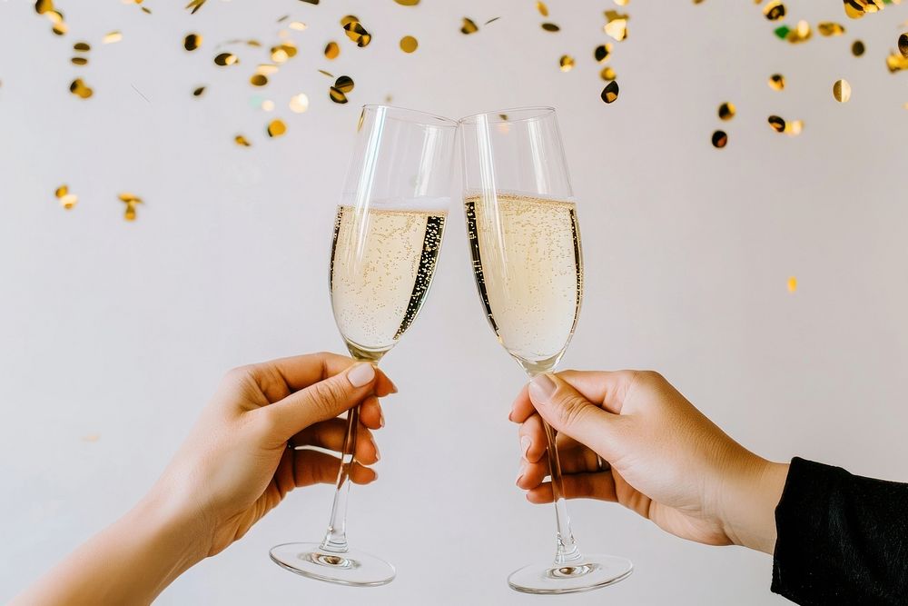 Two champagne glasses clinking celebration | Free Photo - rawpixel