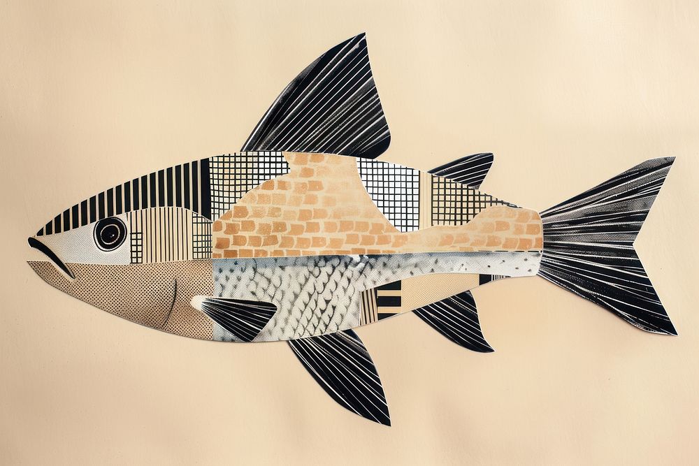 Fish retro paper collage illustration | Free Photo Illustration - rawpixel