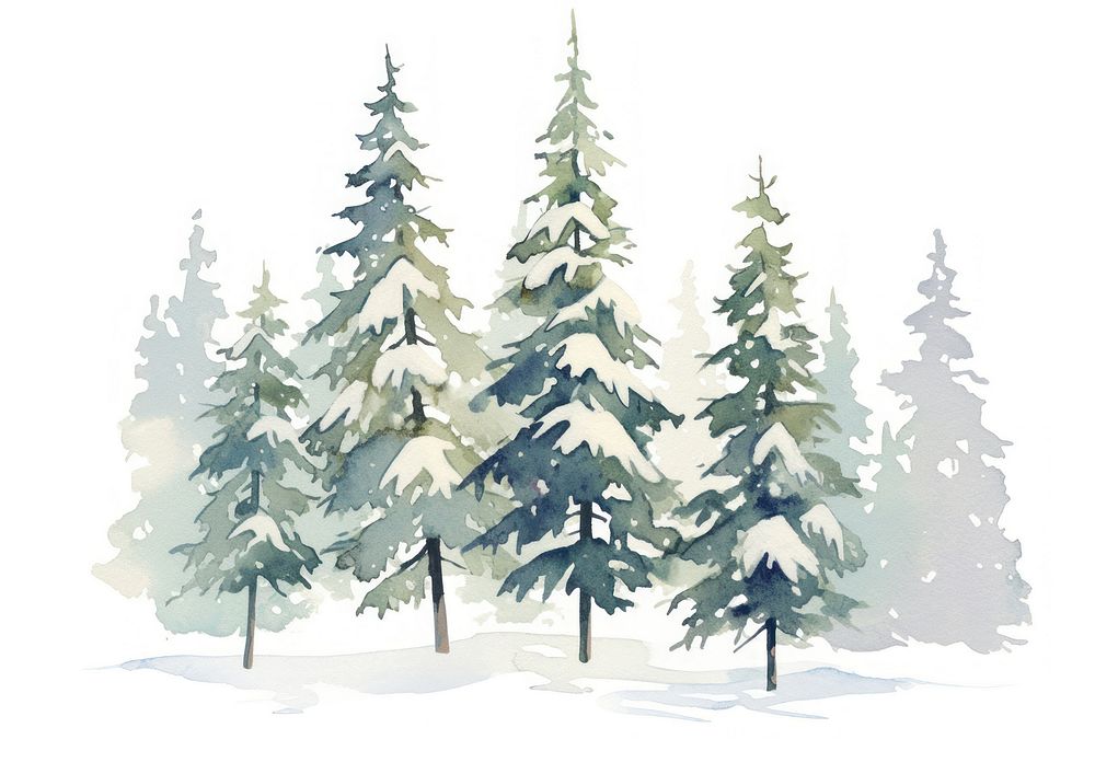 Simple pine trees snow coverd | Free Photo Illustration - rawpixel